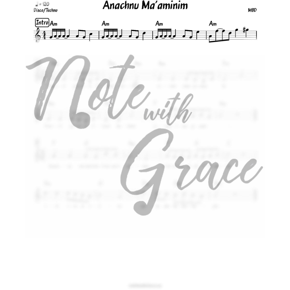 Anachnu Ma'aminim Lead Sheet (MBD) Album: Ma'aminim — NoteWithGrace.com