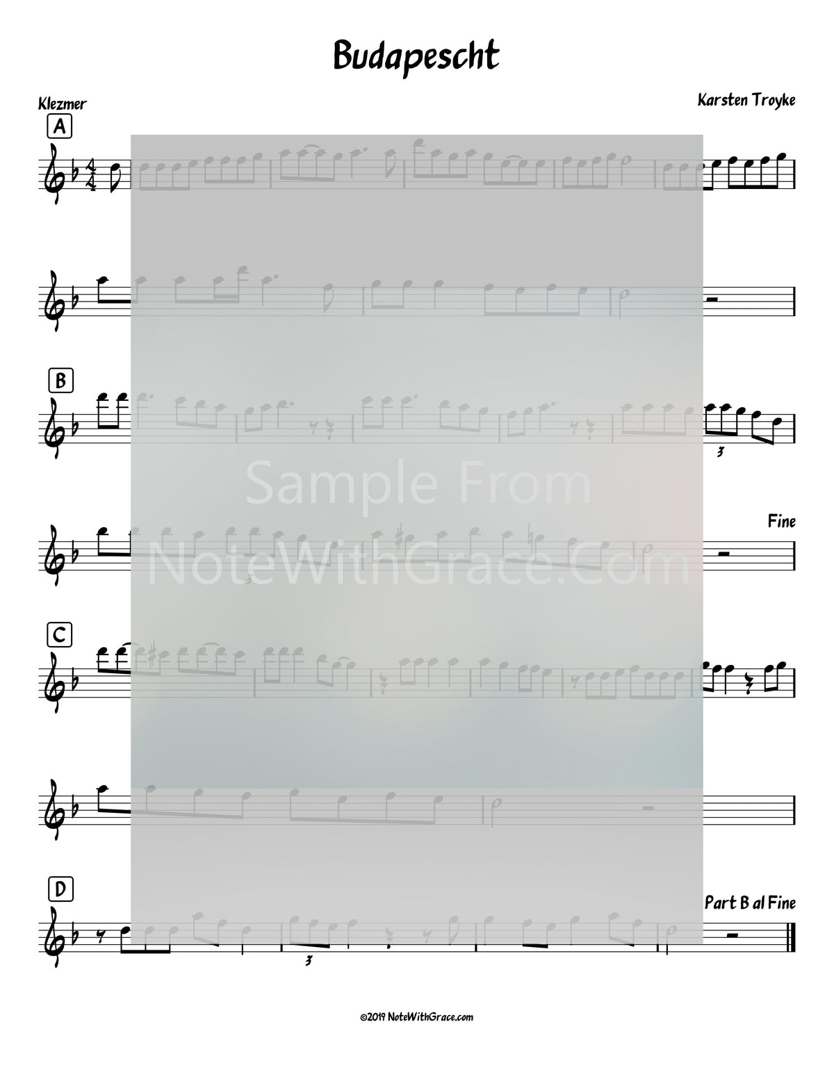 Budapest Lead Sheet (Traditional) Old Traditional Song — NoteWithGrace.com