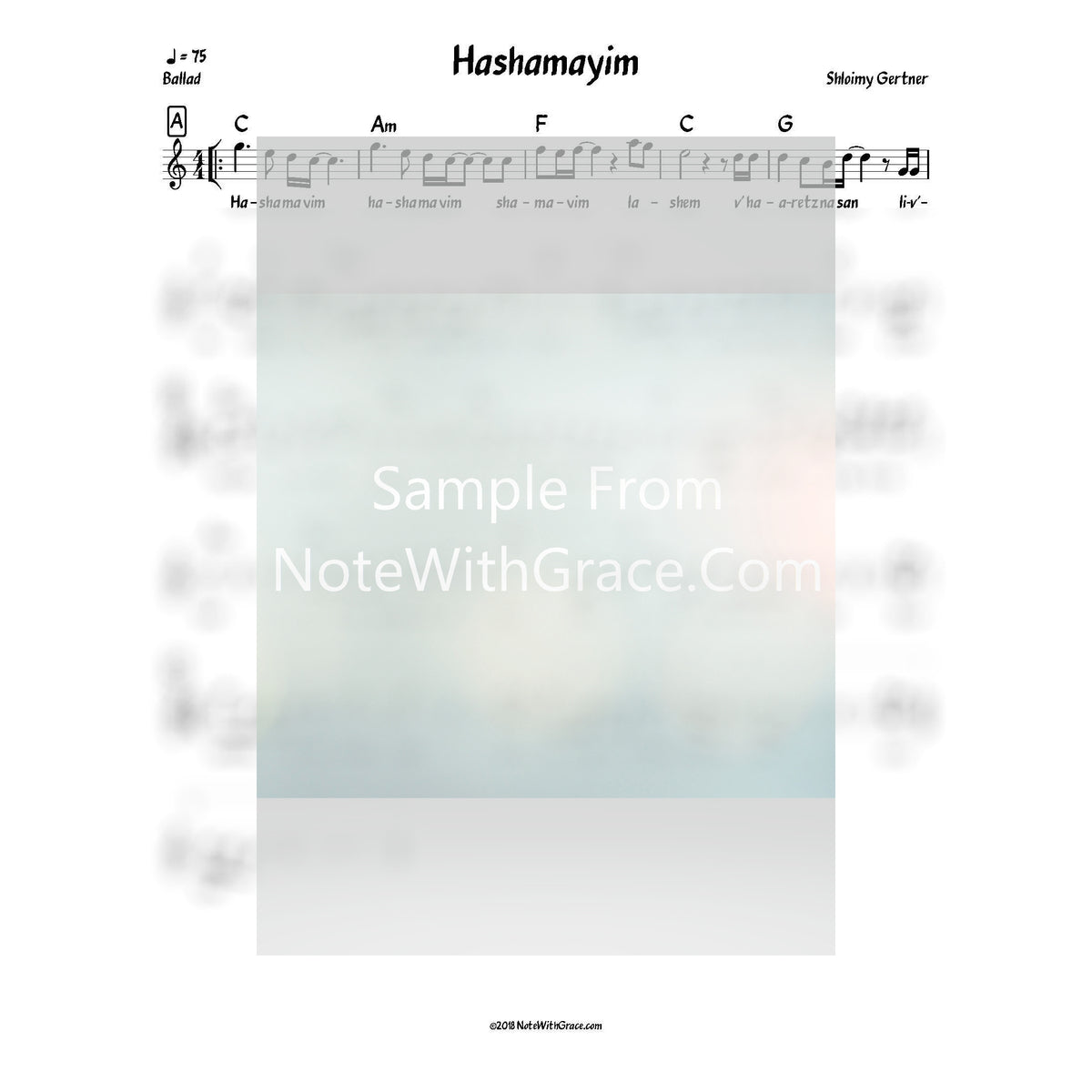 Hashamayim Lead Sheet Music (Shloimy Gertner) Album: Say Asay 2014 ...