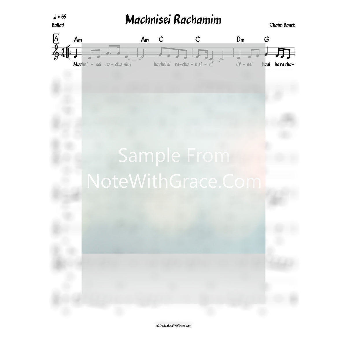 Machnisei Rachamim Lead Sheet (MBD) Album: Kumzitz Released 2003 ...