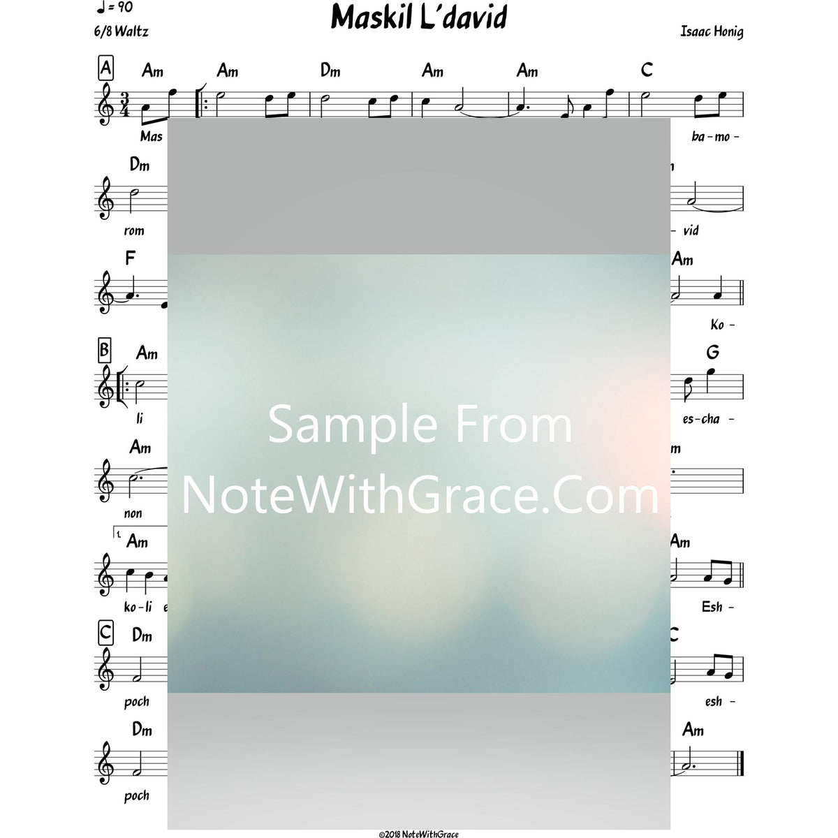Maskil L'dovid Lead Sheet (Isaac Honig) — NoteWithGrace.com